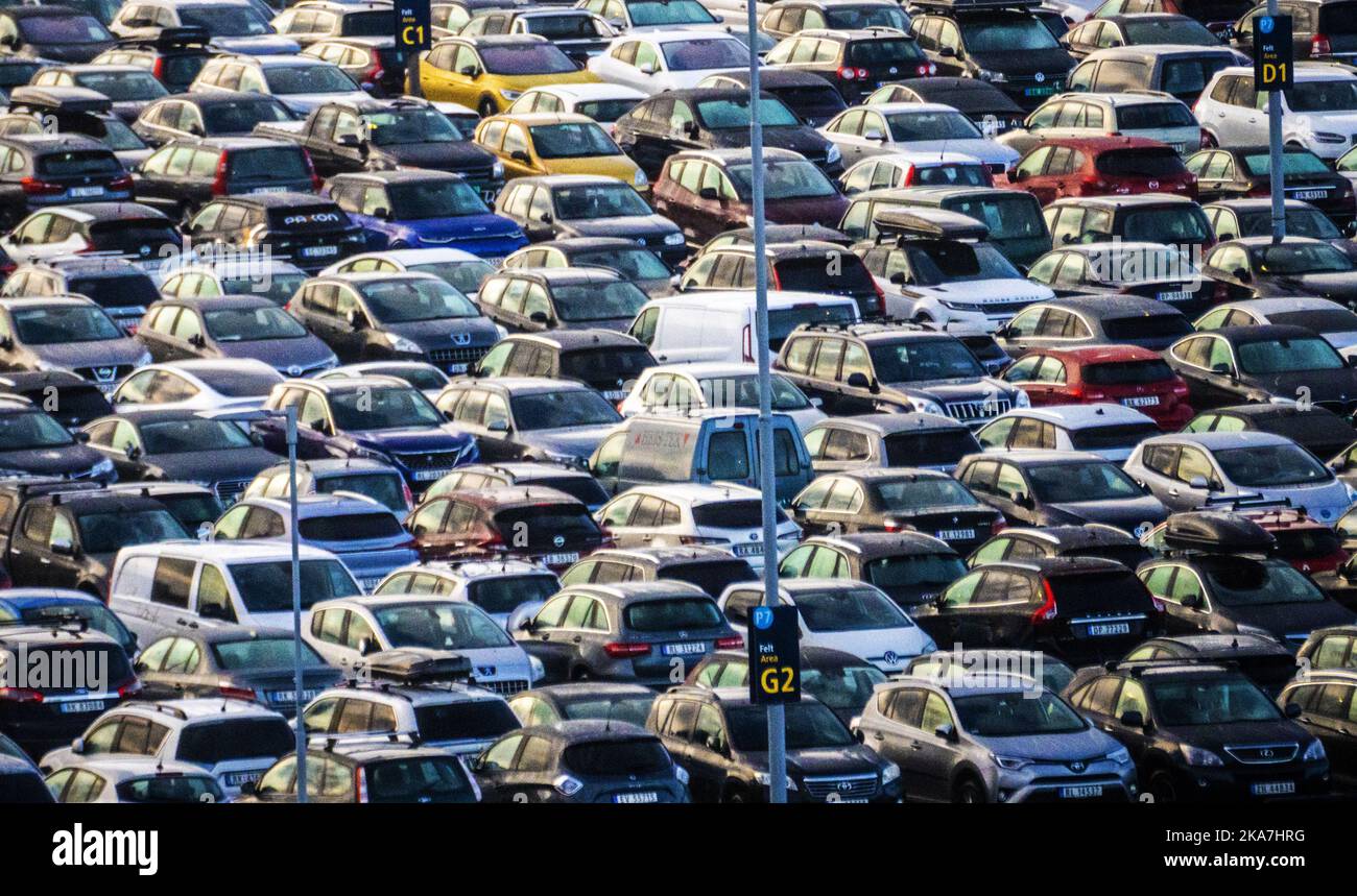 Stavanger 20221001. The car park outside Sola Airport in Stavanger ...