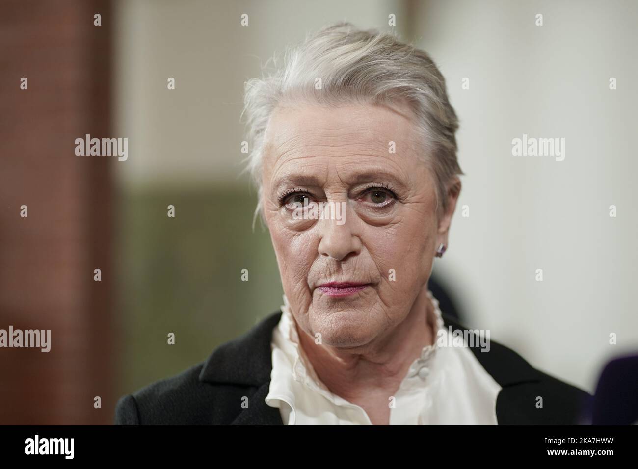Oslo 20221007. Berit Reiss-Andersen, head of the Nobel Committee ...