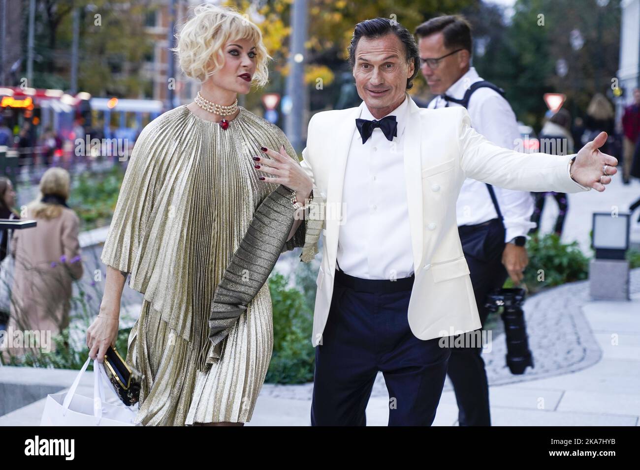Oslo 20221012. Bertine Zetlitz and Petter Stordalen on the red carpet ...