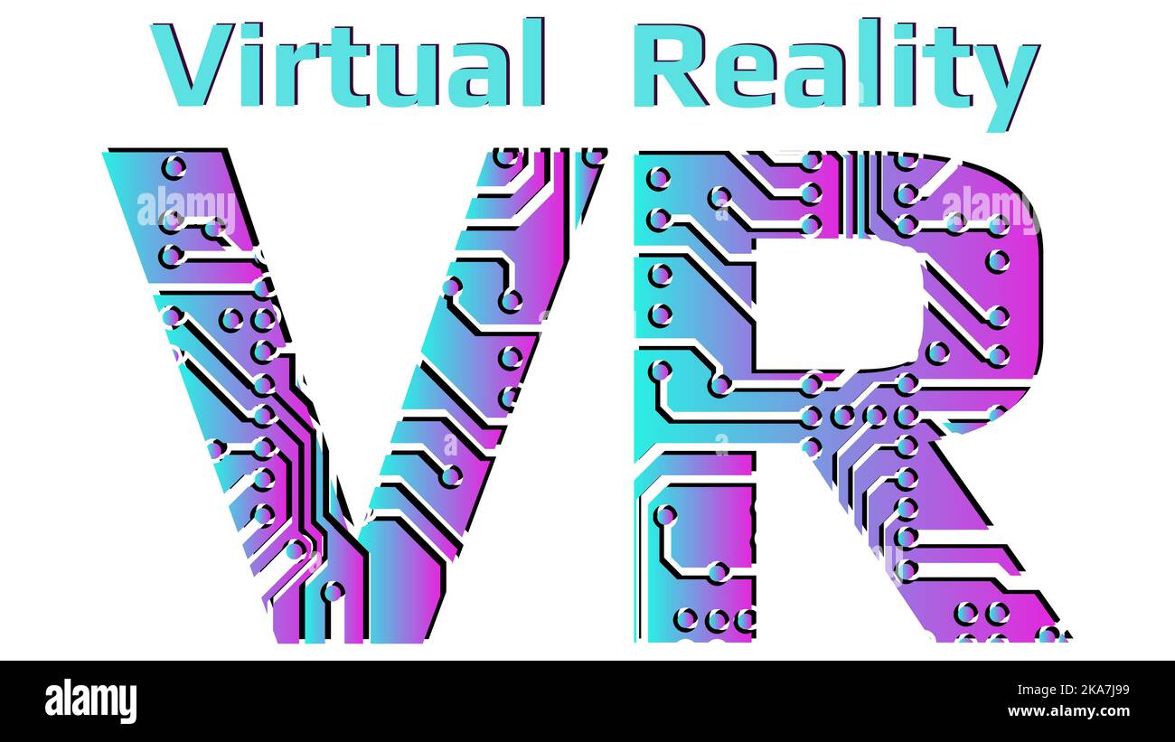 Colorful letters VR abbreviation for Virtual Reality perforated with ...