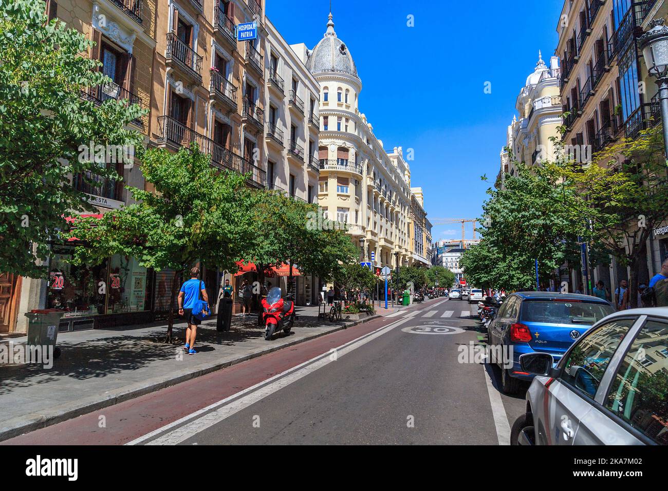MADRID, SPAIN - MAY 24, 2017: Mayor Street is in the past the main ...