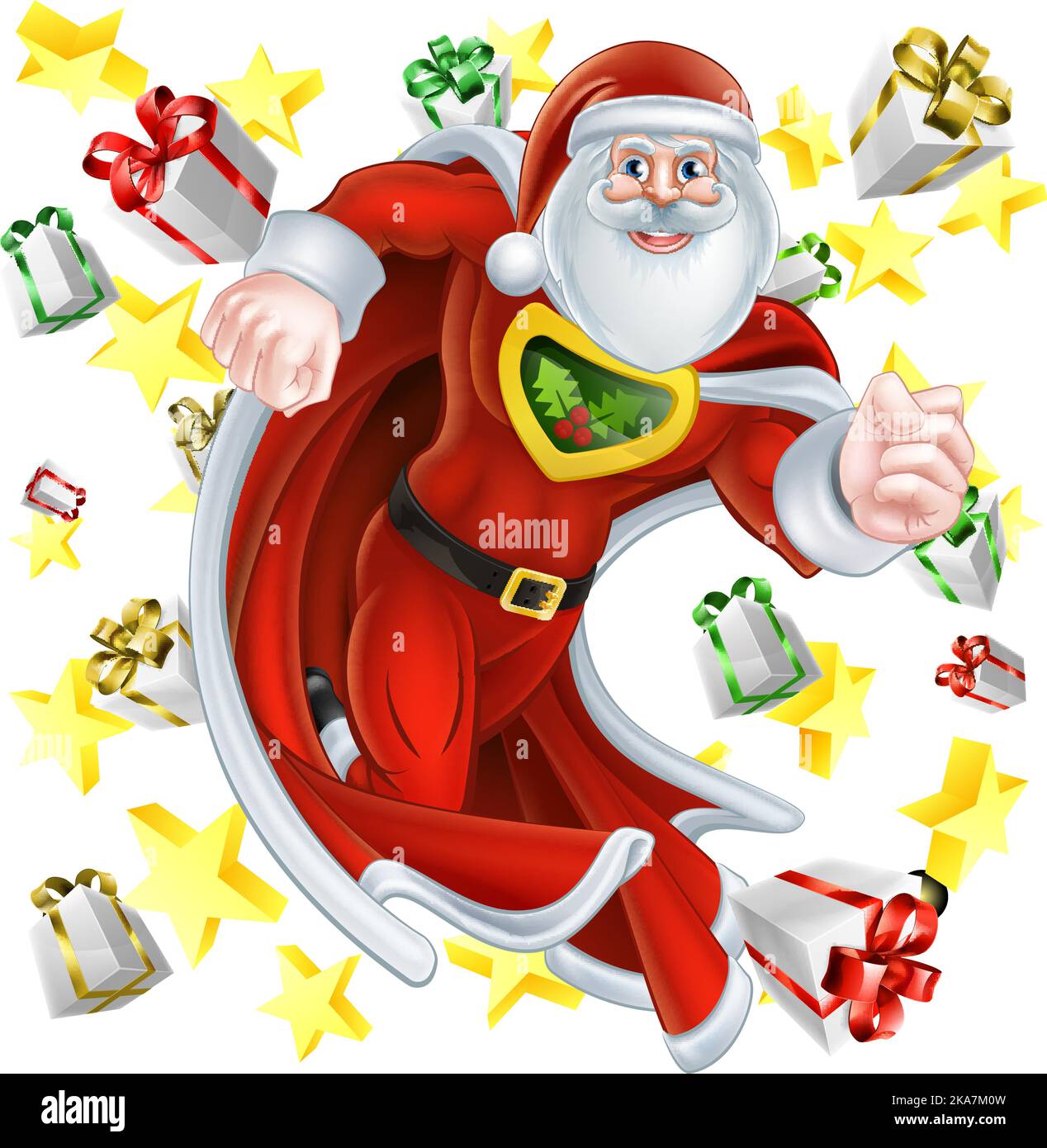 Superhero Santa Claus Christmas Super Hero Stock Vector Image & Art - Alamy