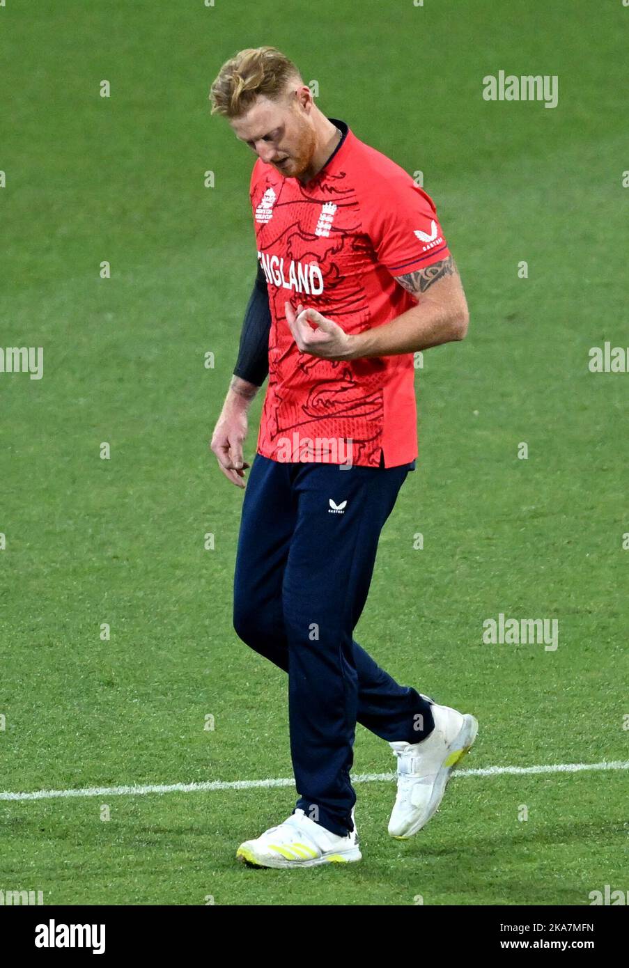 England's Ben Stokes leaves the field injured during the T20 World Cup ...