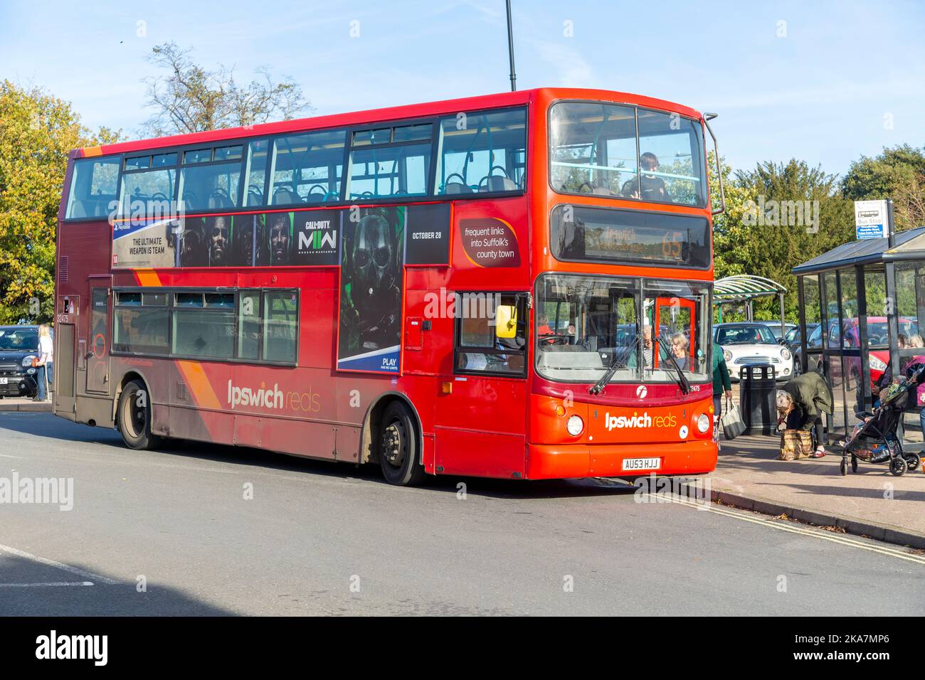 Double decker service bus operated by Ipswich Reds, Woodbridge, Suffolk ...