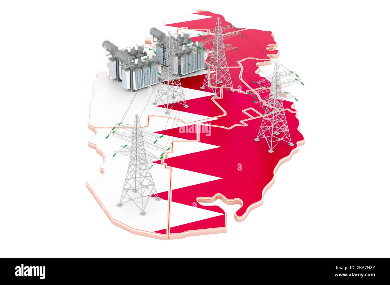 Electrical substations in Qatar, 3D rendering isolated on white ...