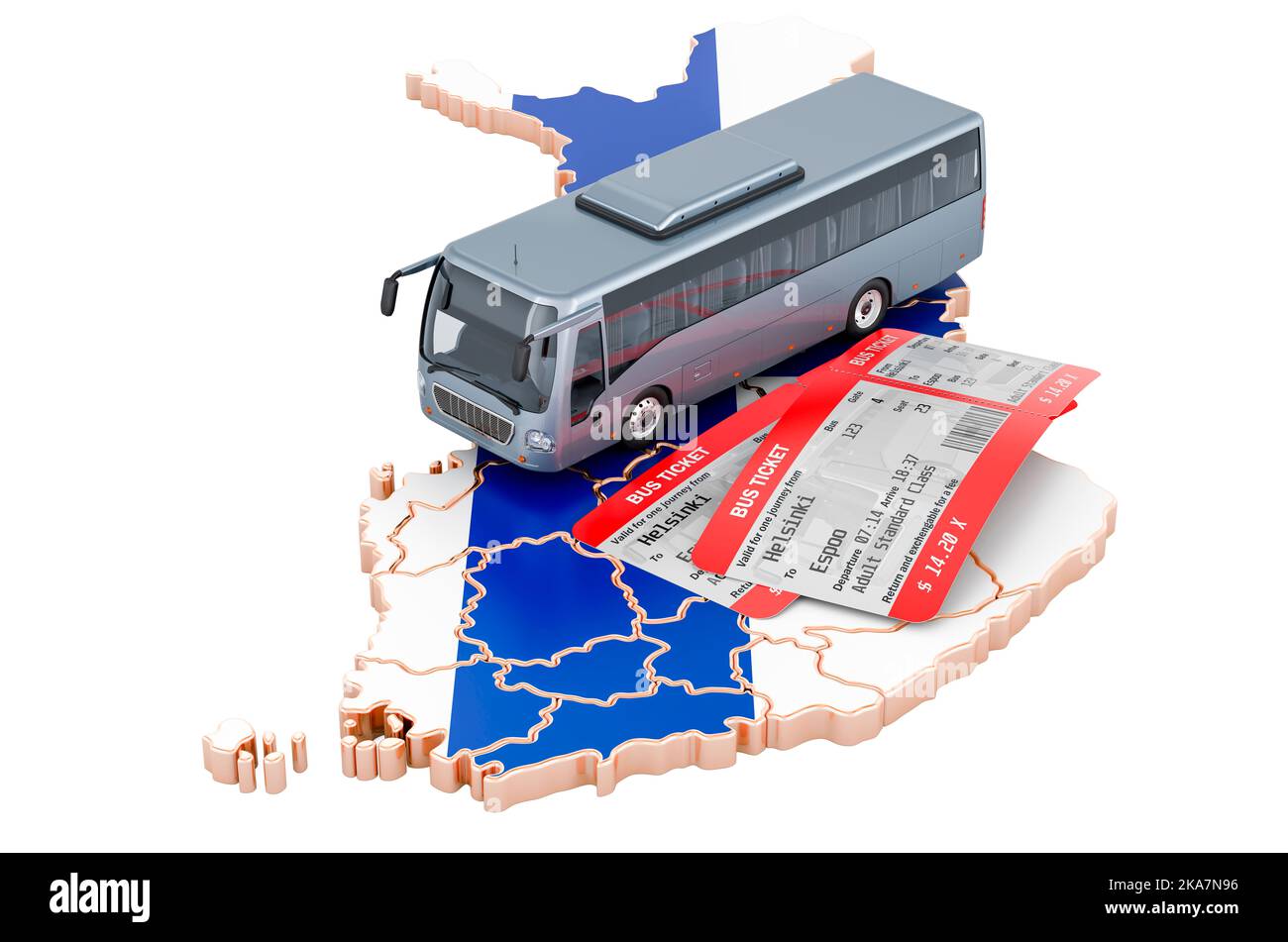 Bus Travel In Finland Concept 3d Rendering Isolated On White