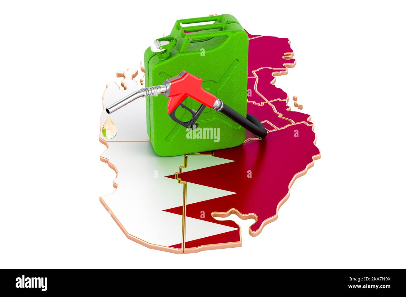 Production and trade of petrol in Qatar, concept. 3D rendering isolated ...