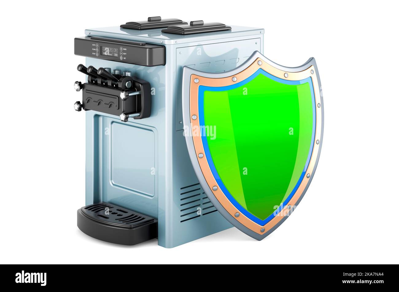 Commercial ice cream machine with shield, 3D rendering isolated on ...