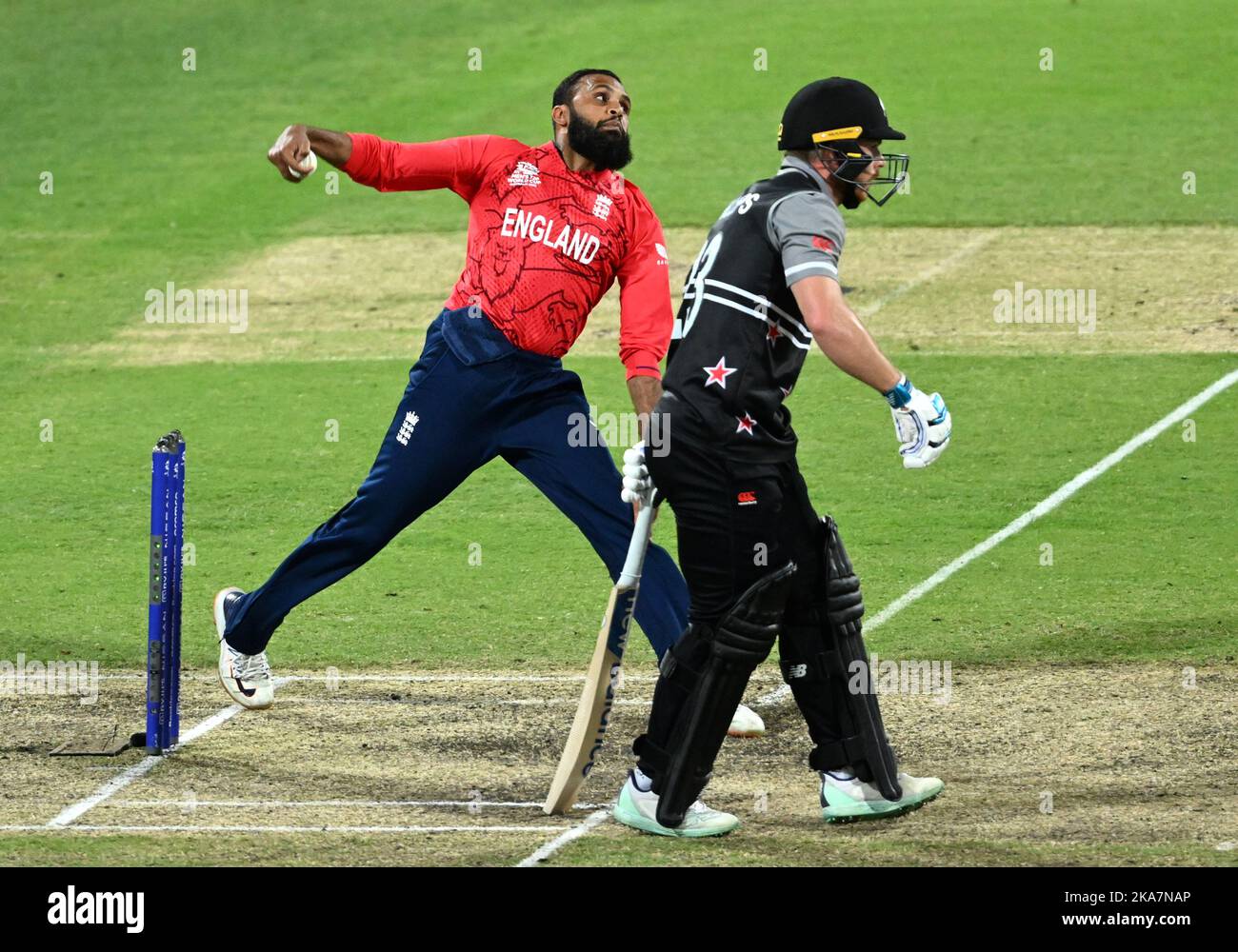 England's Adil Rashid bowling during the T20 World Cup Super 12 match ...