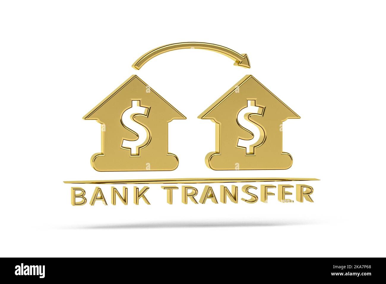 Golden 3d money transfer icon isolated on white background - 3d render ...