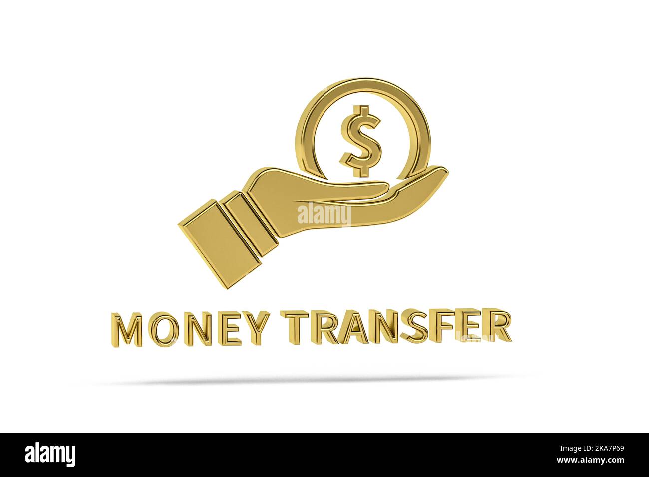 Golden 3d money transfer icon isolated on white background - 3d render ...