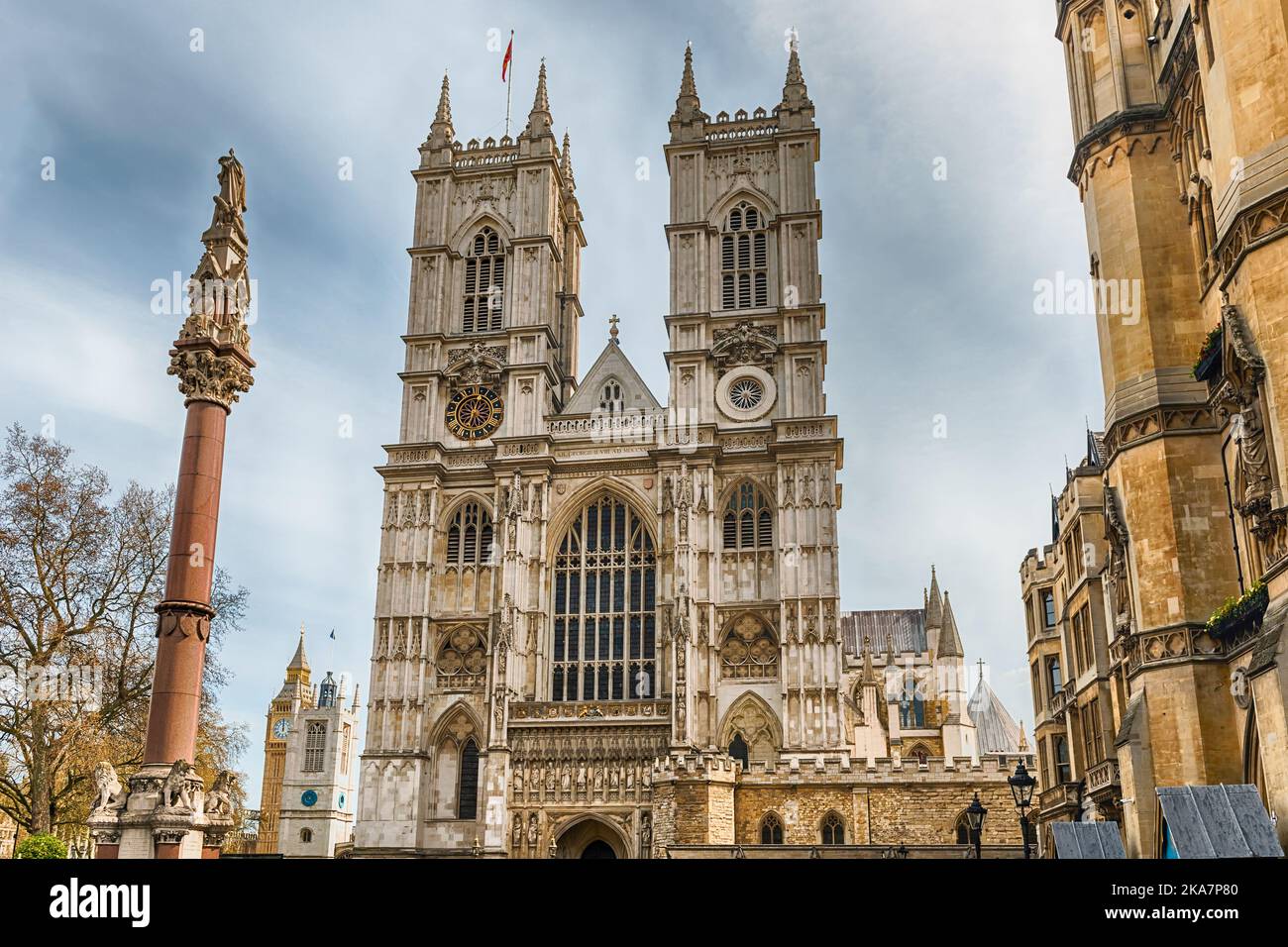 Facade of Westminster Abbey, iconic landmark in London, England, UK. It ...