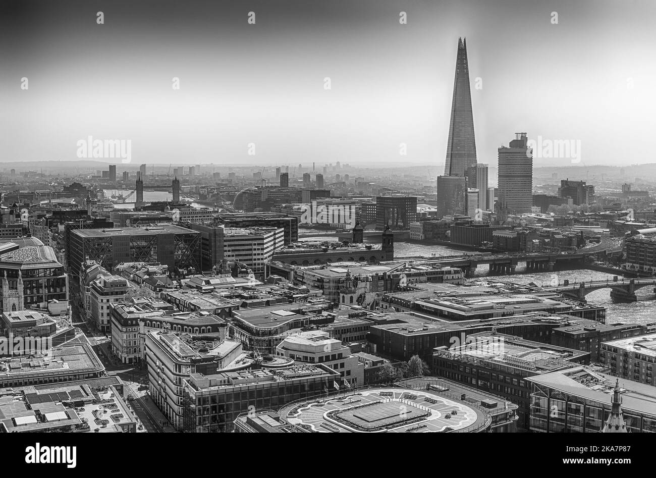 Scenic aerial view over the city skyline in central London, England, UK ...
