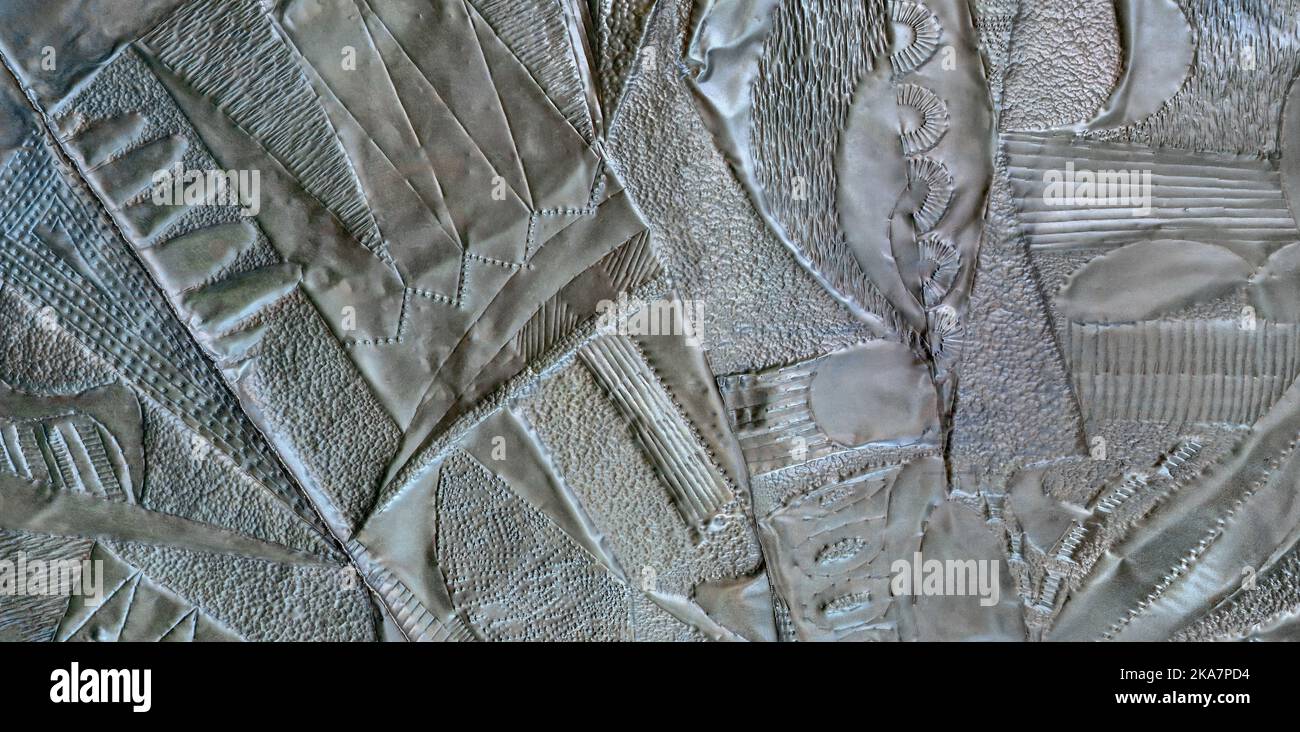 Artistically designed silver metal surface with rough pattern Stock ...