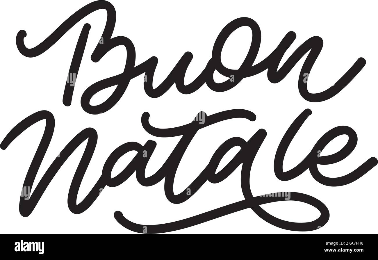 Christmas,Buon Natale greeting card.Handwriting red lettering in ...