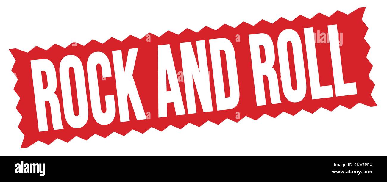 ROCK AND ROLL text written on red zig-zag stamp sign Stock Photo - Alamy