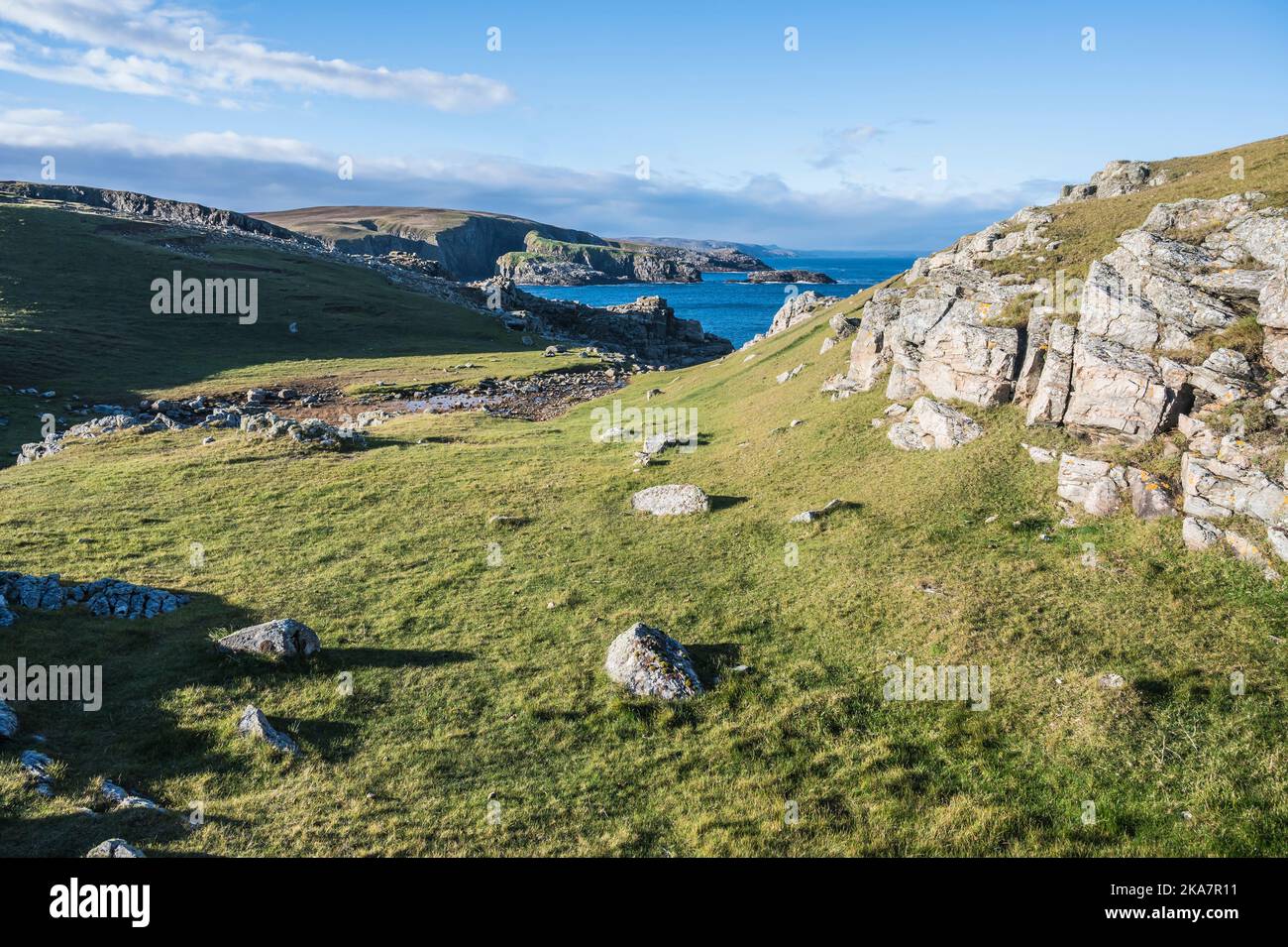 The image is of Strathy Point lighthouse in the far north of the ...