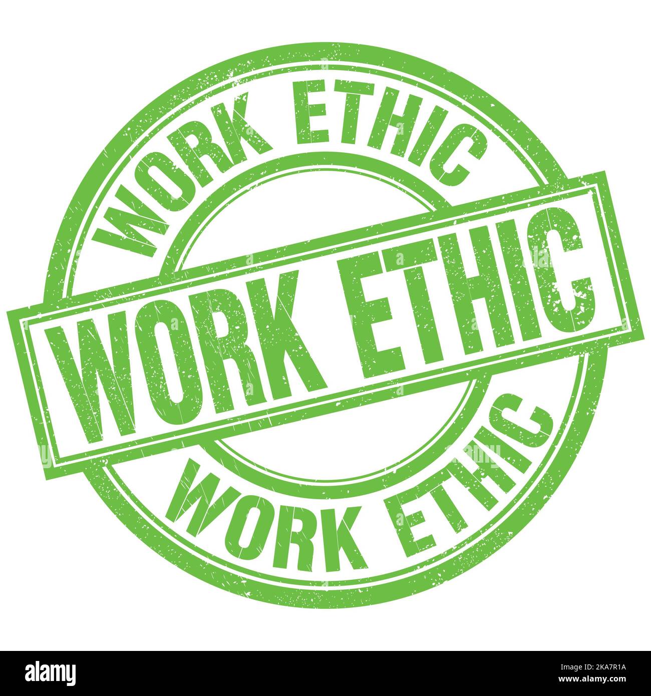 WORK ETHIC text written word on green round stamp sign Stock Photo - Alamy