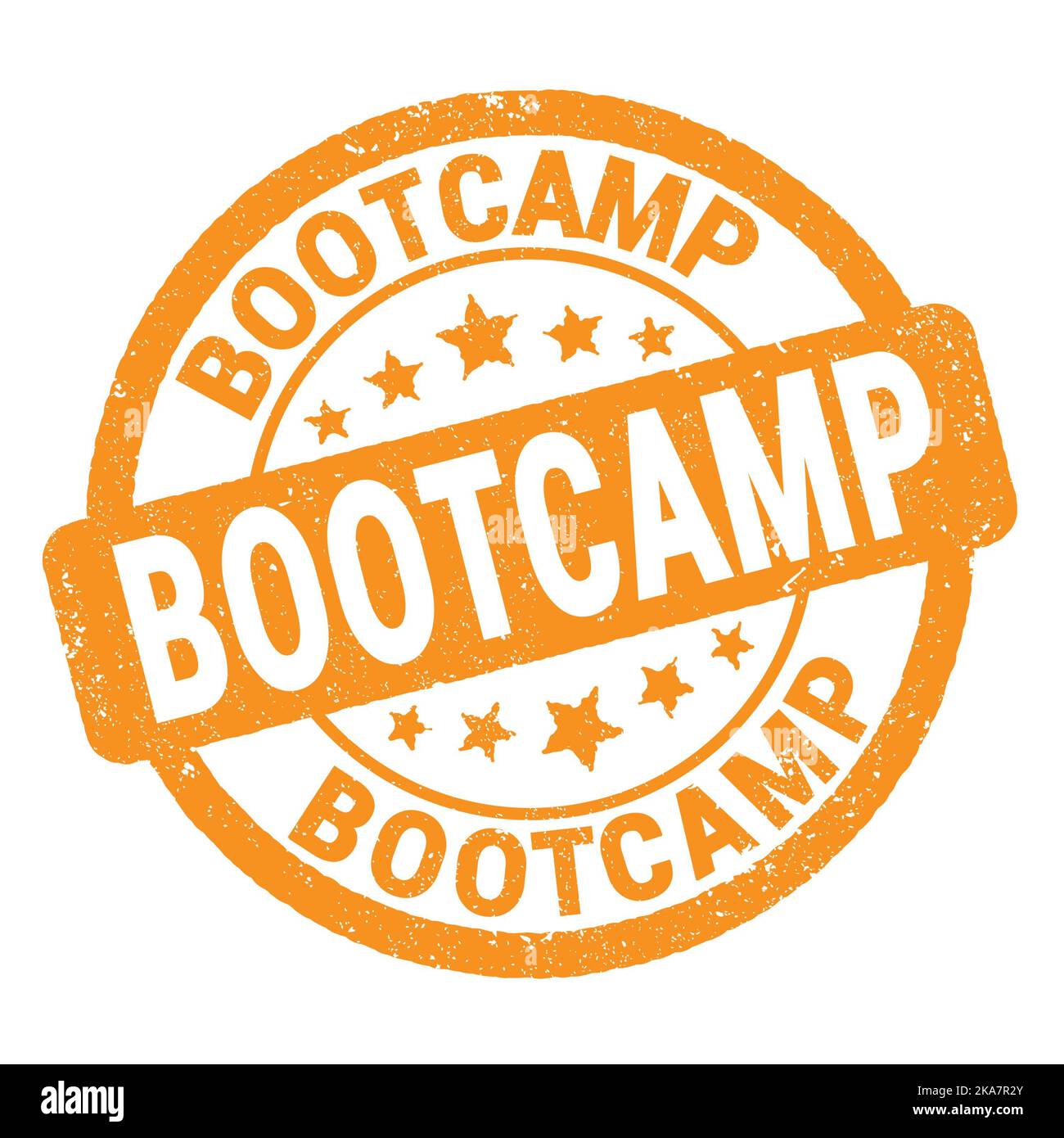 BOOTCAMP text written on orange grungy stamp sign Stock Photo - Alamy