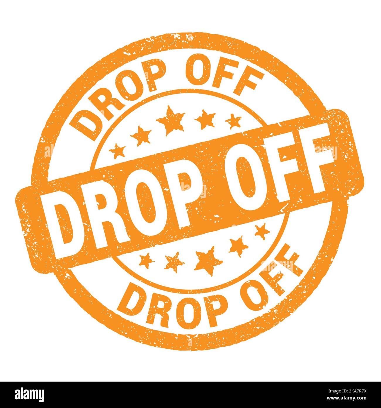 DROP OFF text written on orange grungy stamp sign Stock Photo - Alamy