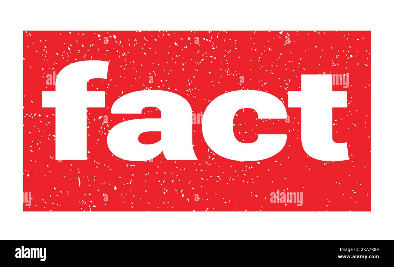 fact text written on red grungy stamp sign Stock Photo - Alamy
