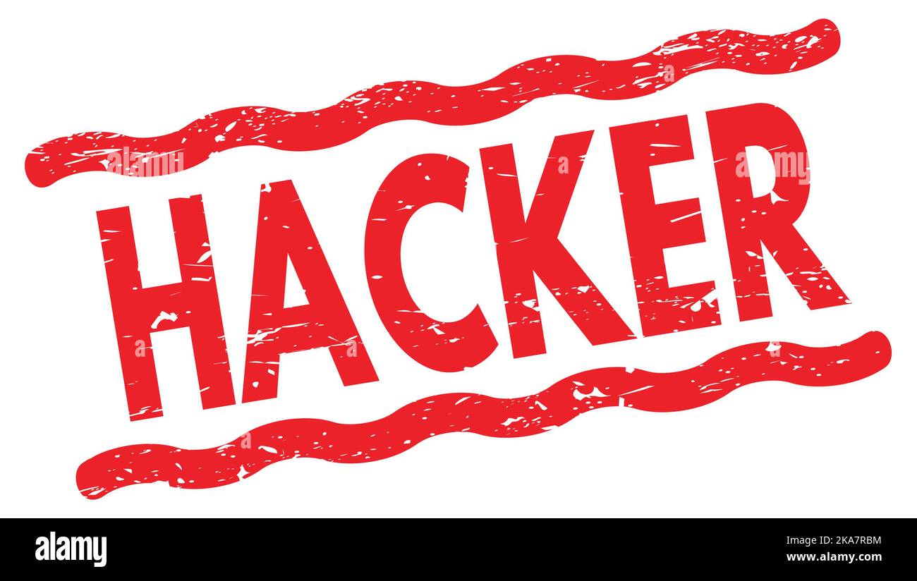 HACKER text written on red lines stamp sign Stock Photo - Alamy