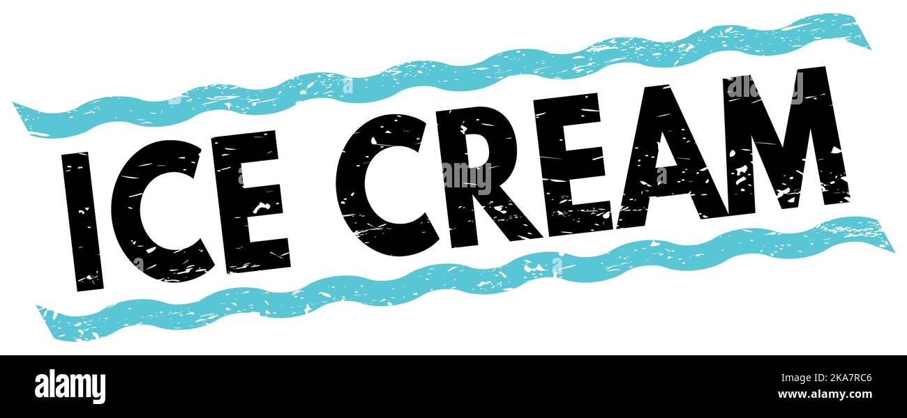 ICE CREAM text written on blue-black lines stamp sign Stock Photo - Alamy