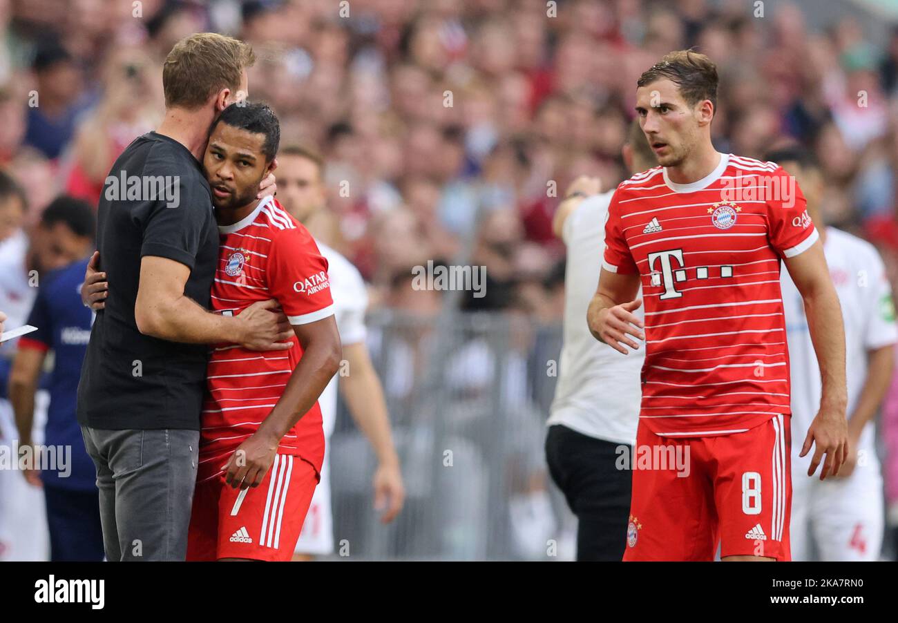 Coach Julian Nagelsmann of Bayern Muenchen Serge Gnabry of Bayern ...