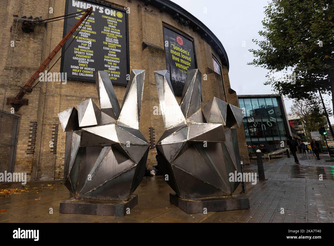 EDITORIAL USE ONLY A sculpture by Liam Hopkins from Lazerian Studio ...