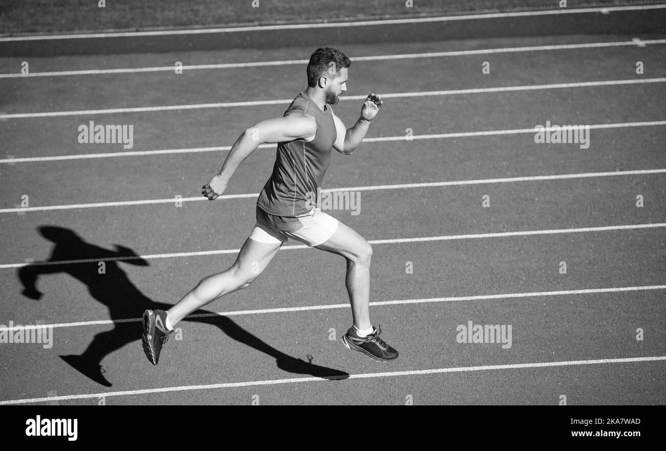 physical training. athletic guy run. challenge and competition ...