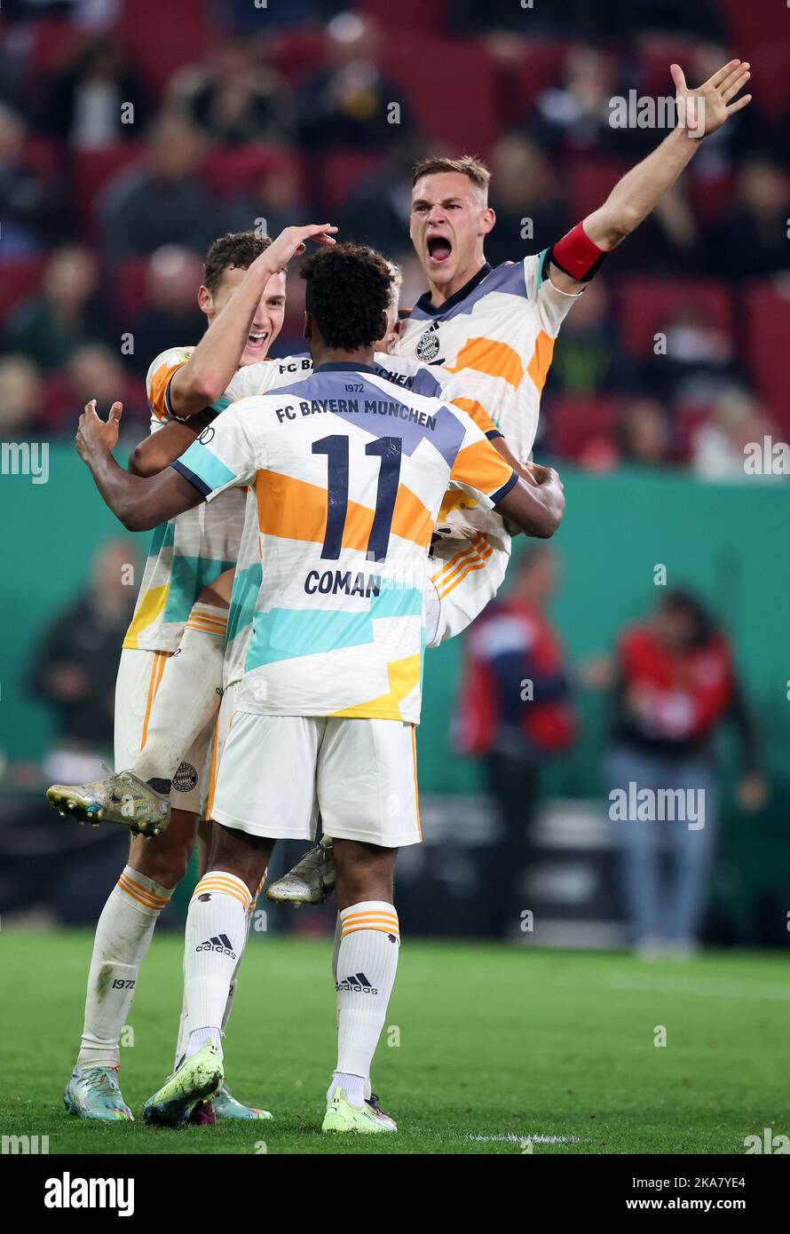 Eric Maxim Choupo Moting of Bayern Muenchen 1:3mit Joshua Kimmich of ...