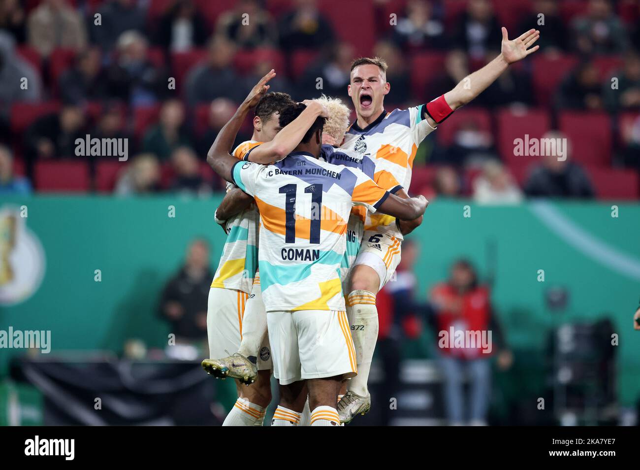 Eric Maxim Choupo Moting of Bayern Muenchen 1:3mit Joshua Kimmich of ...