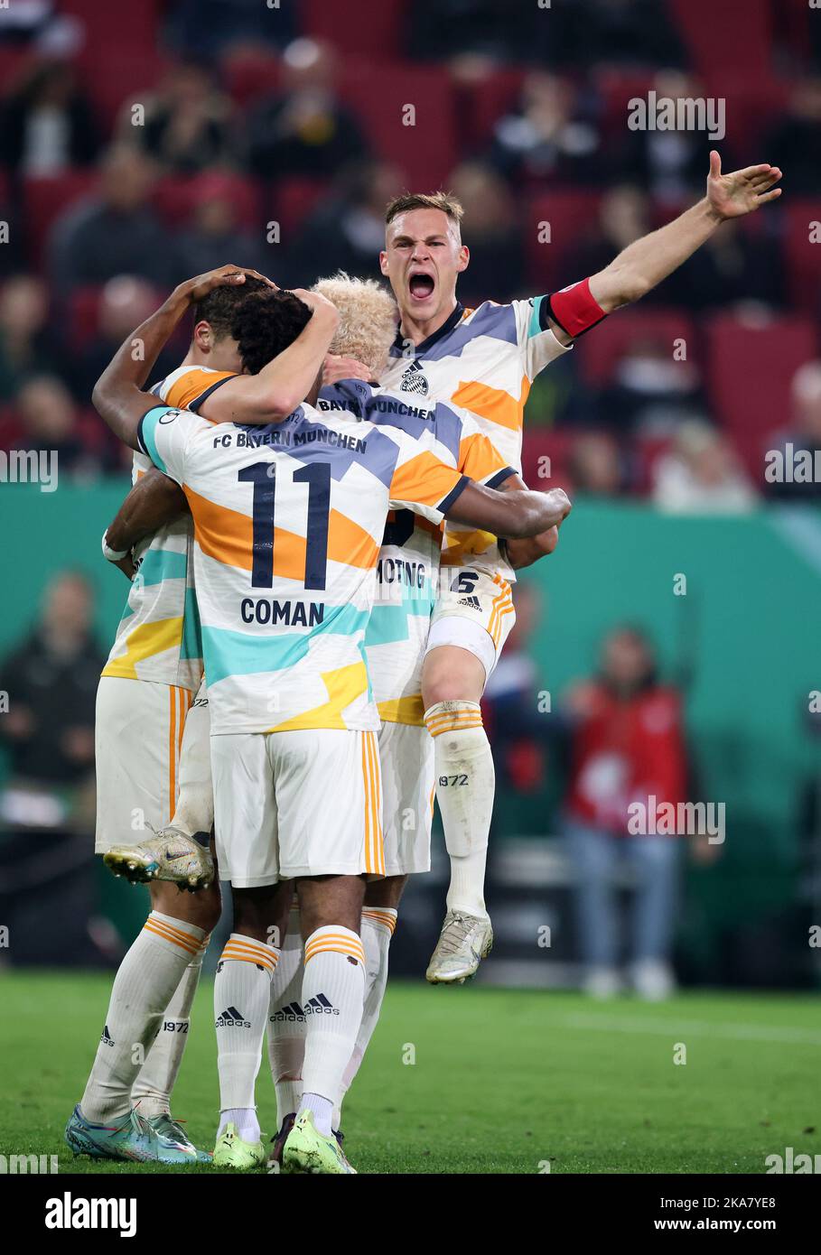 Eric Maxim Choupo Moting of Bayern Muenchen 1:3mit Joshua Kimmich of ...