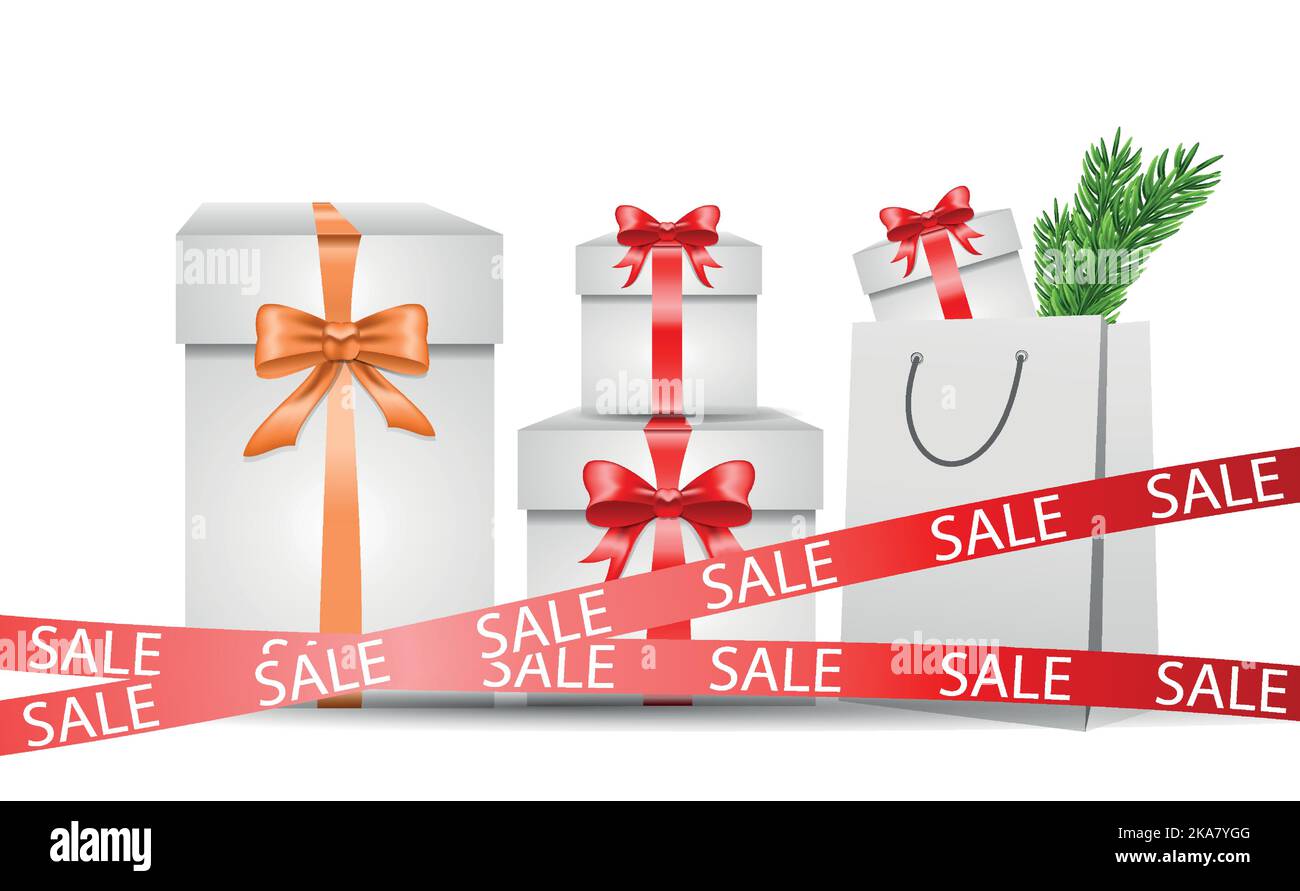 Gift boxes and packages with purchases for Christmas and New Year, the ...