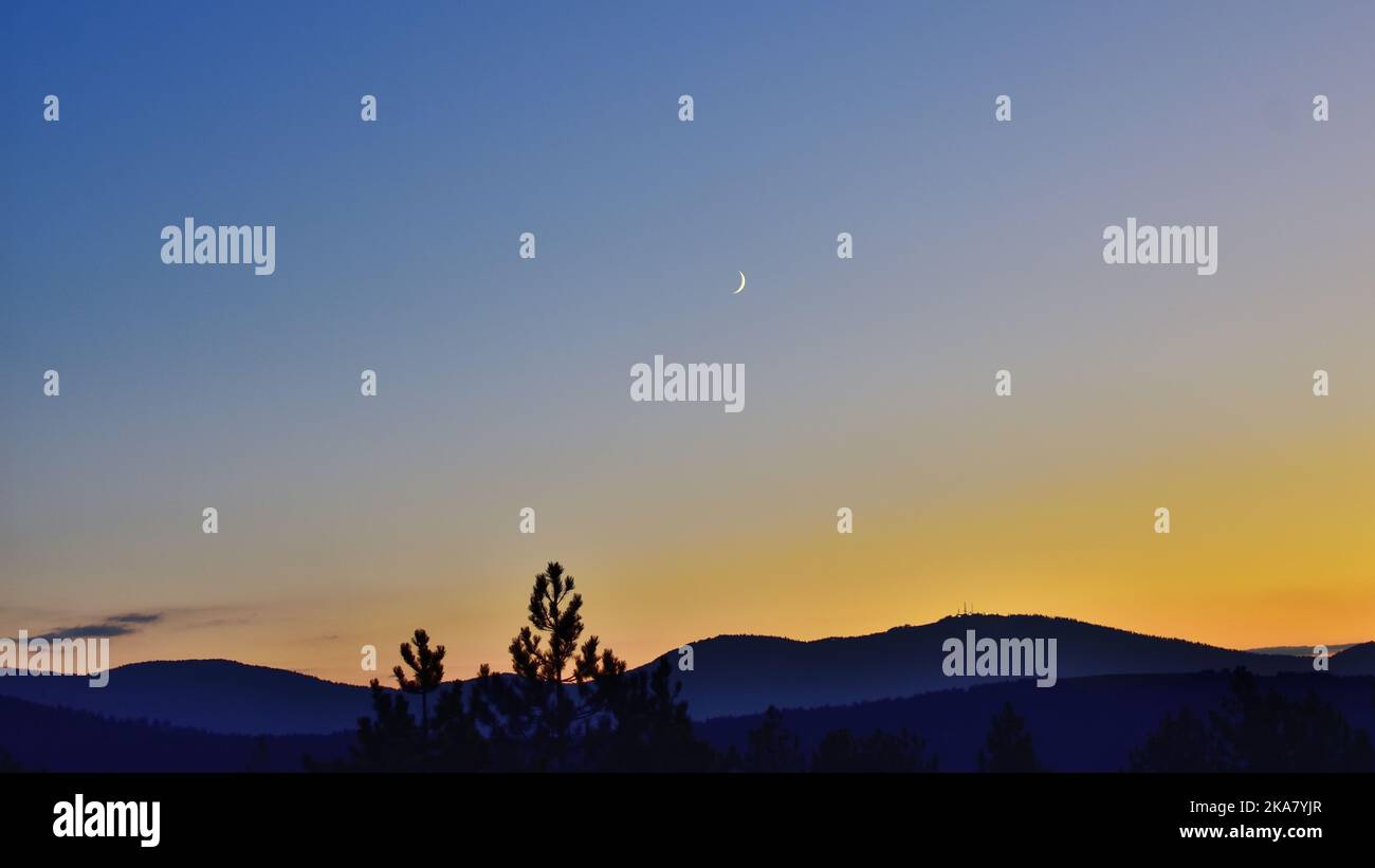 Young moon lazars canyon forest lazarev kanjon hi-res stock photography ...