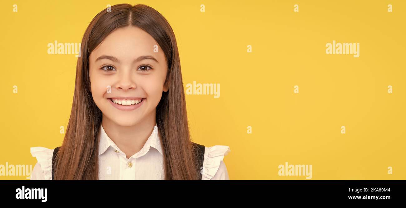 knowledge day. education concept. kid in uniform on yellow background ...