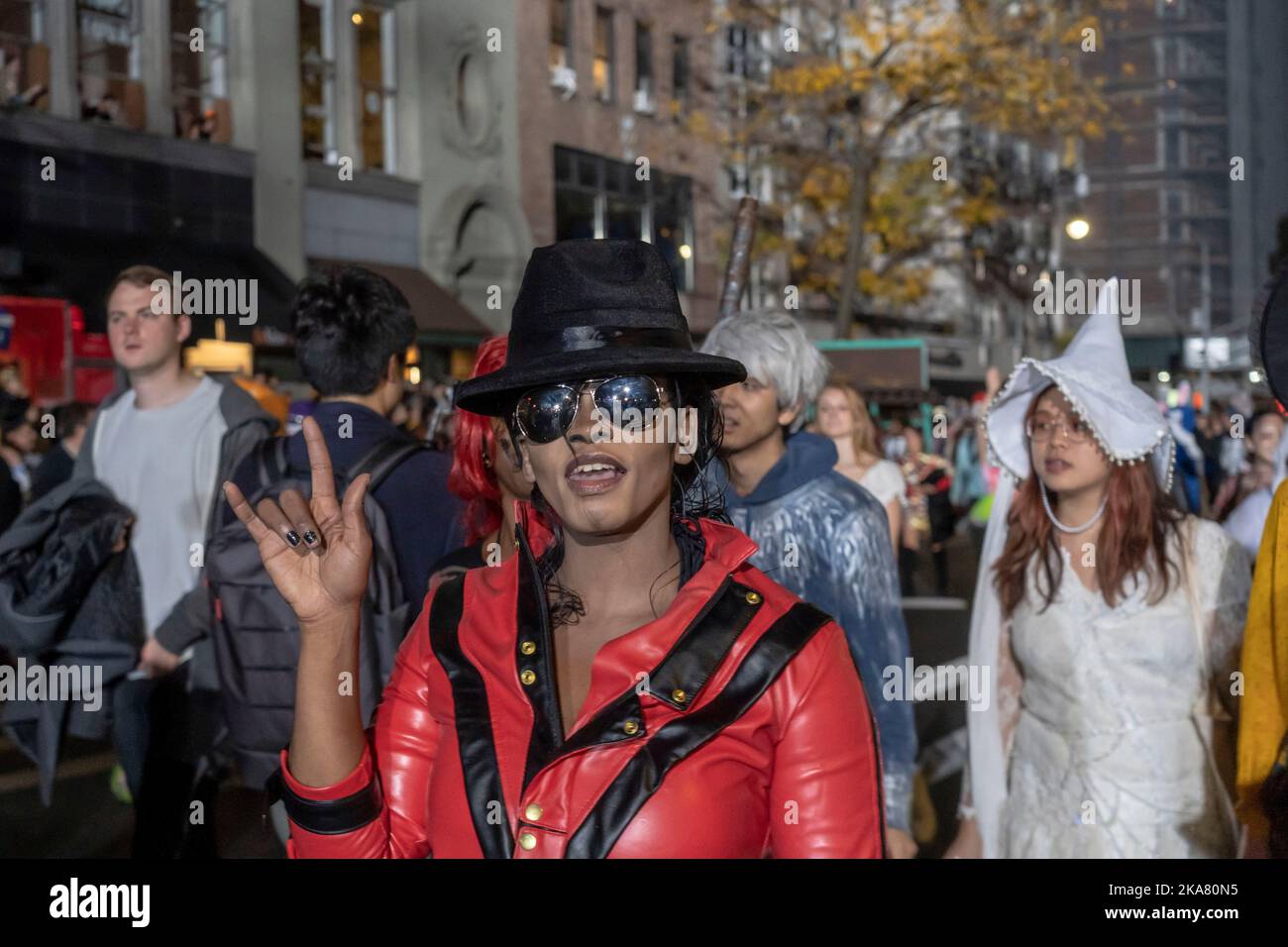 New York, United States. 31st Oct, 2022. A reveler dressed as Michael ...