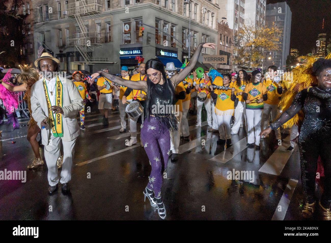 New York, United States. 31st Oct, 2022. Members of a Samba group ...