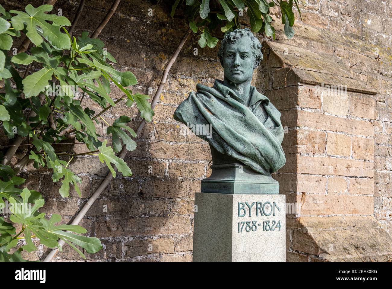 Bust of Lord Byron, Small Walled Garden, Newstead Abbey ...