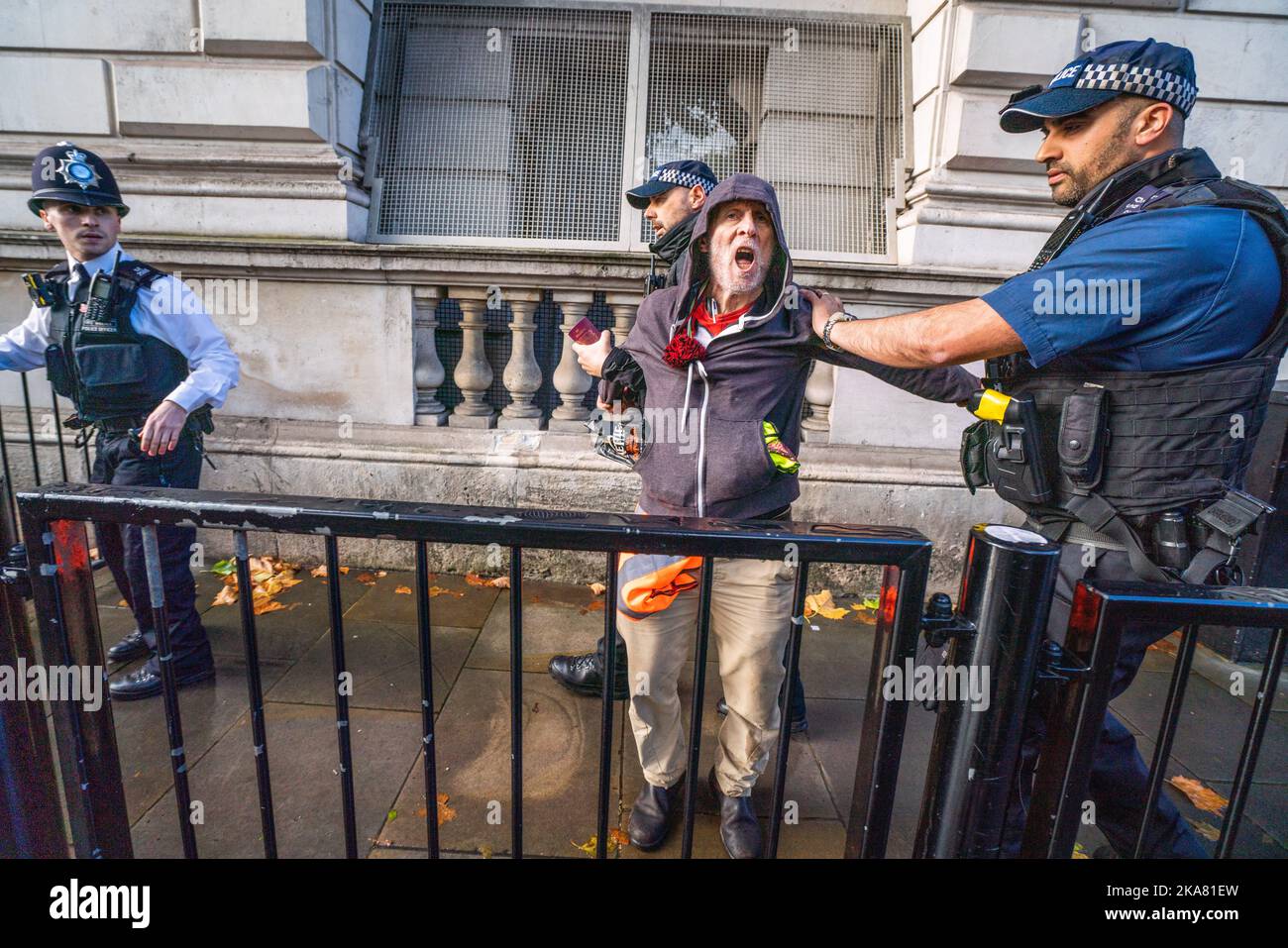 London UK. 1 November 2022. Police make arrests after protesters from ...