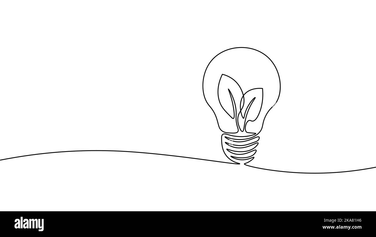 Single continuous line art ecology solution idea. Eco organic creative ...