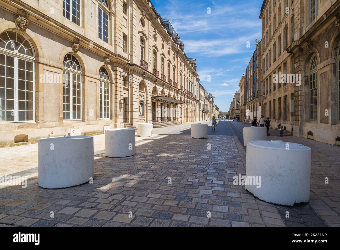 03.07.2022 Nancy, Grand Est, France Bollards block access to a street ...