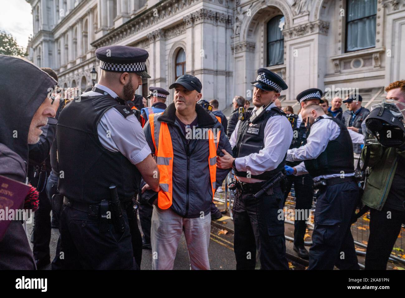 London UK. 1 November 2022. Police make arrests after protesters from ...
