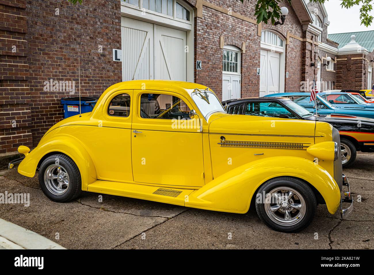 Des Moines, IA - July 01, 2022: High perspective side view of a 1936 ...