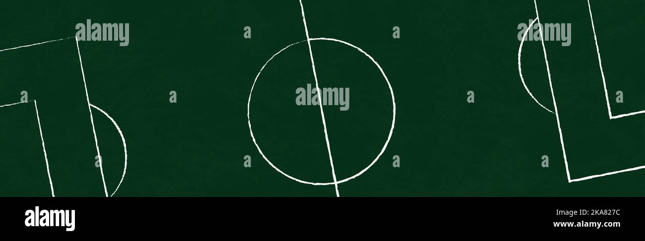 Panoramic chalkboard background with painted official football markings ...