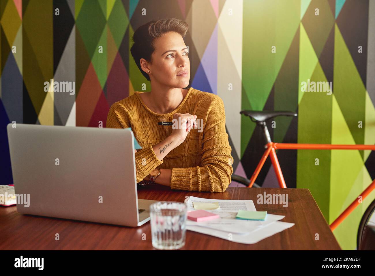 Creating with some connectivity. a creative employee working in a ...