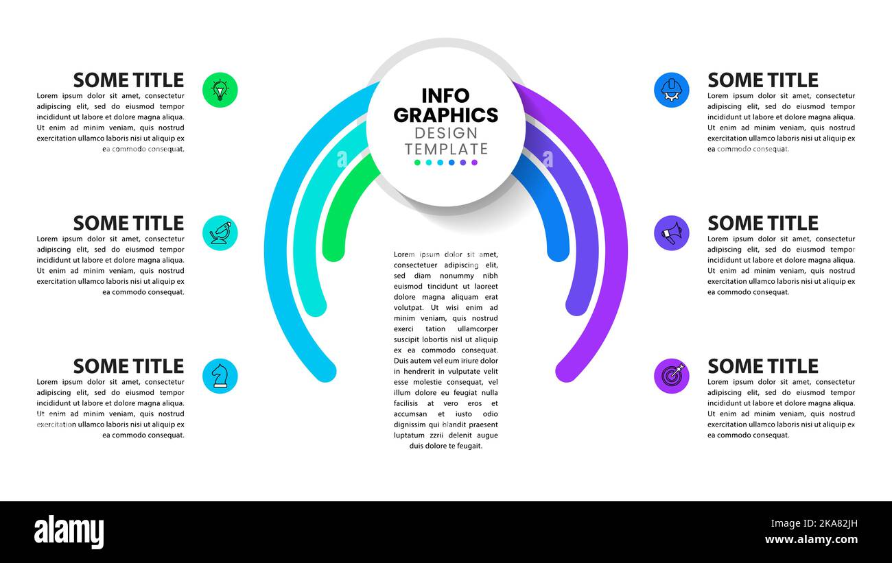 Infographic template with icons and 6 options or steps. Circle. Can be ...
