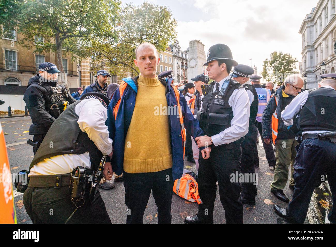 London UK. 1 November 2022. Police make arrests after protesters from ...