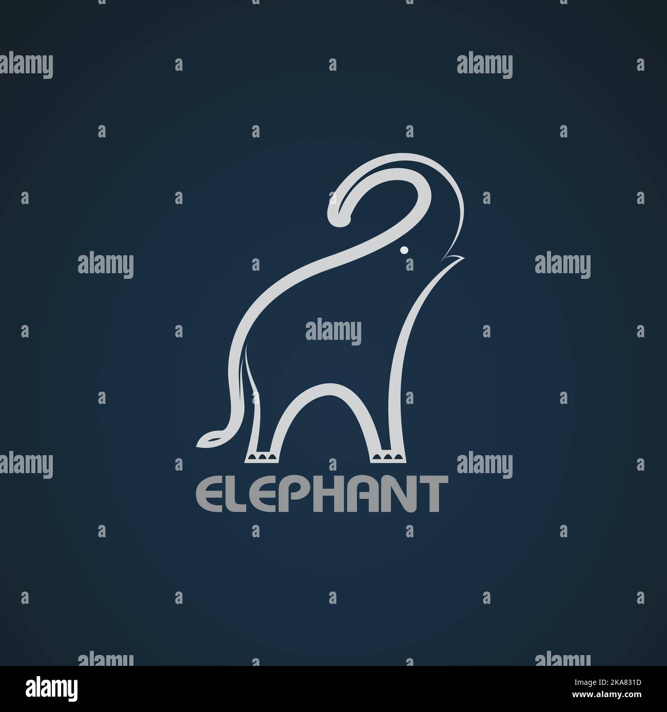 Vector image of an elephant design on a blue background. Easy editable ...