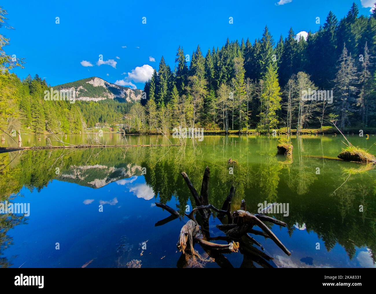 Landscape with Red Lake in Bicaz National Park - Romania, wild ...